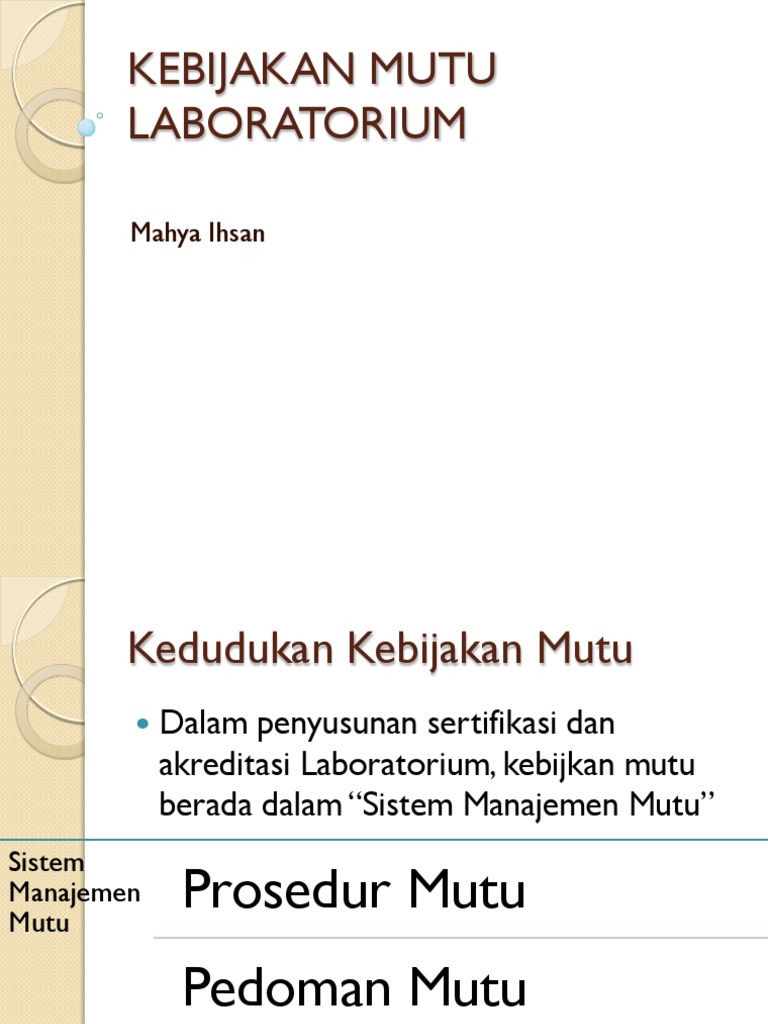 Kebijakan Mutu Laboratorium PDF | PDF