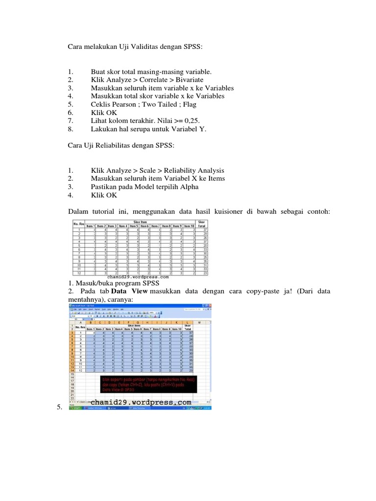 Cara Melakukan Uji Validitas Dengan SPSS | PDF