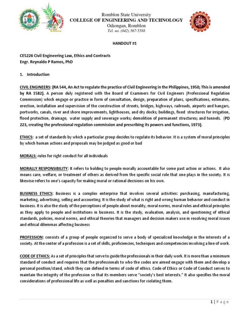 Professional and Ethical Responsibilities of Civil Engineers: An ...