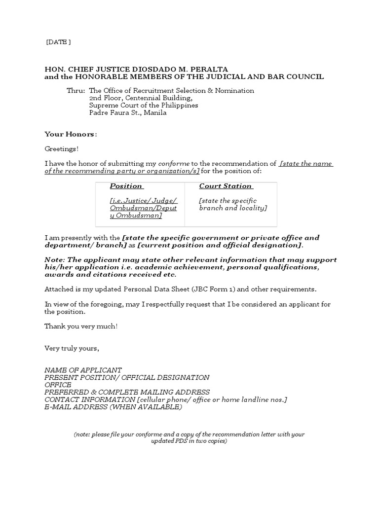 Conforme Letter - 2019 | PDF