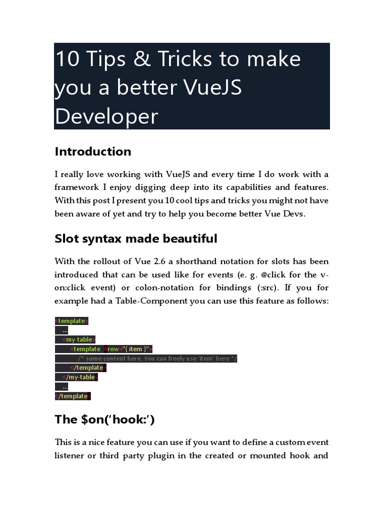 10 Tips & Tricks To Make You A Better VueJS Developer | PDF | Parameter ... 10 Tips & Tricks To Make You A Better VueJS Developer | PDF | Parameter ...