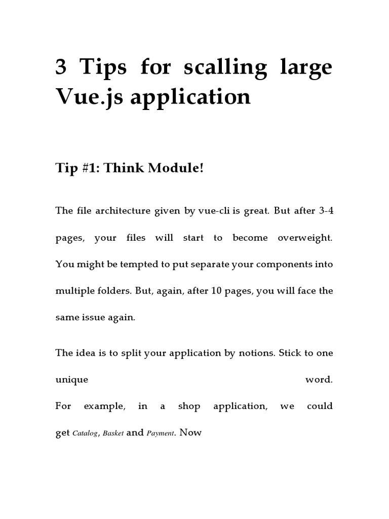 3 Tips For Scaling Large Vue PDF | PDF | Component Based Software Engineering | Application ...