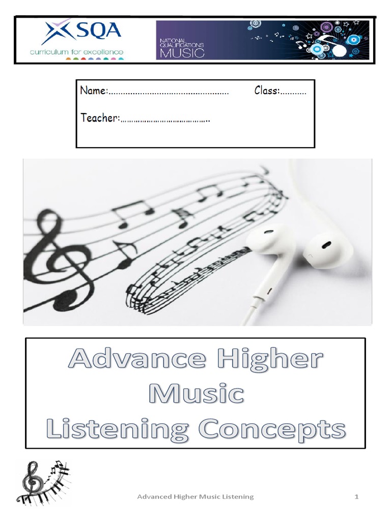 Advanced Higher Music Listening Booklet 2020 To Accompany Sways On ...