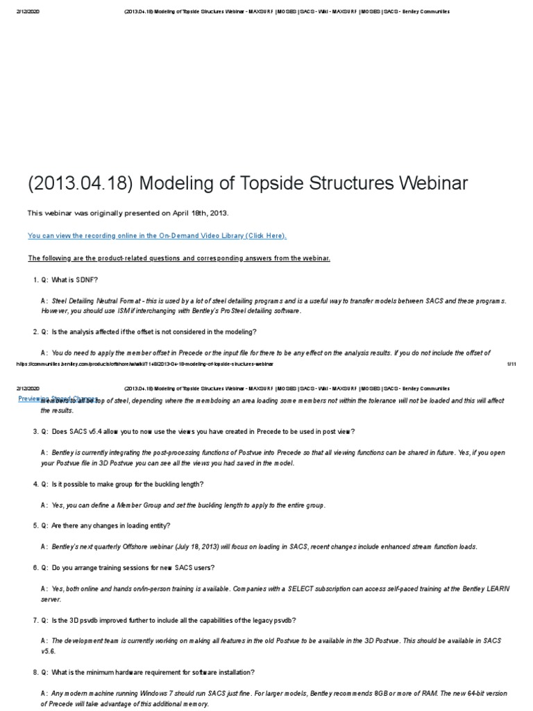 (2013.04.18) Modeling of Topside Structures Webinar - MAXSURF - MOSES ...