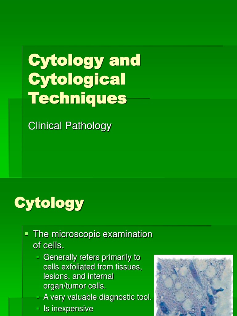 Cytology Techniques Guide for Cell Examination | PDF | Cytopathology ...