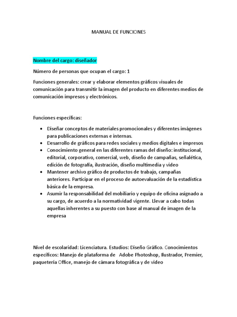 Manual de Funciones | PDF | Imagen | Diseño