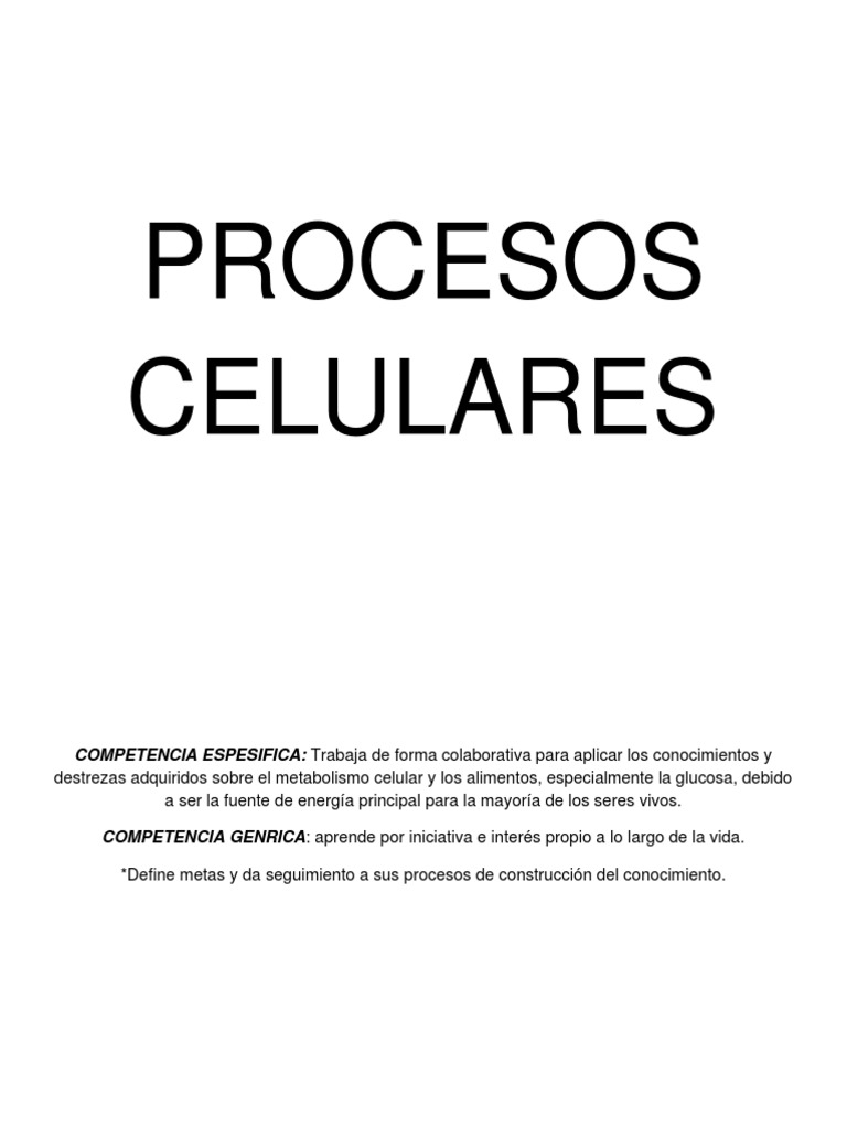 PROCESOS CELULARES 2da Parte | PDF | Glucólisis | Metabolismo