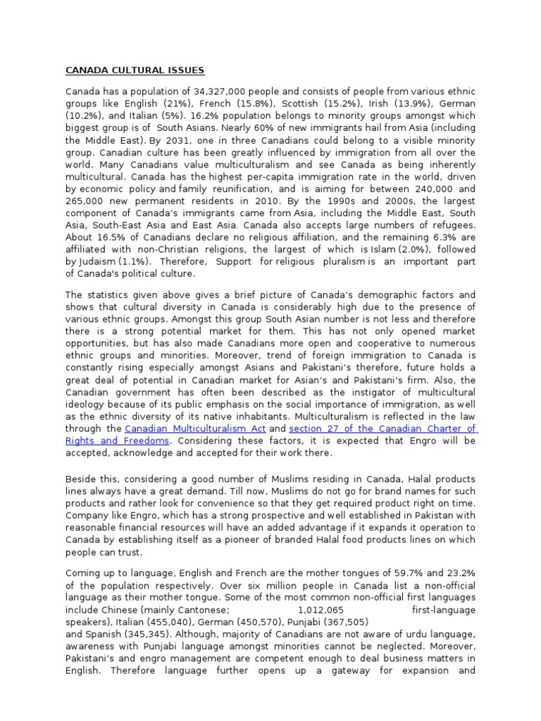 Engro Cultural Issues | PDF | Multiculturalism | Canada