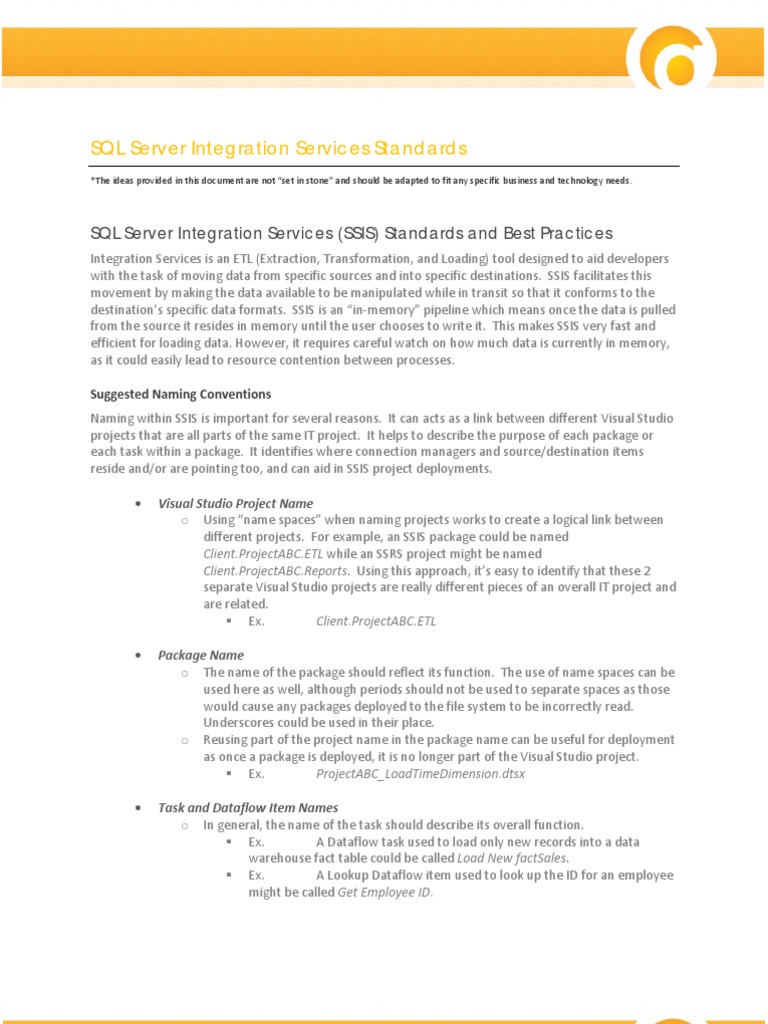 SSIS Standards | PDF | Microsoft Sql Server | Databases