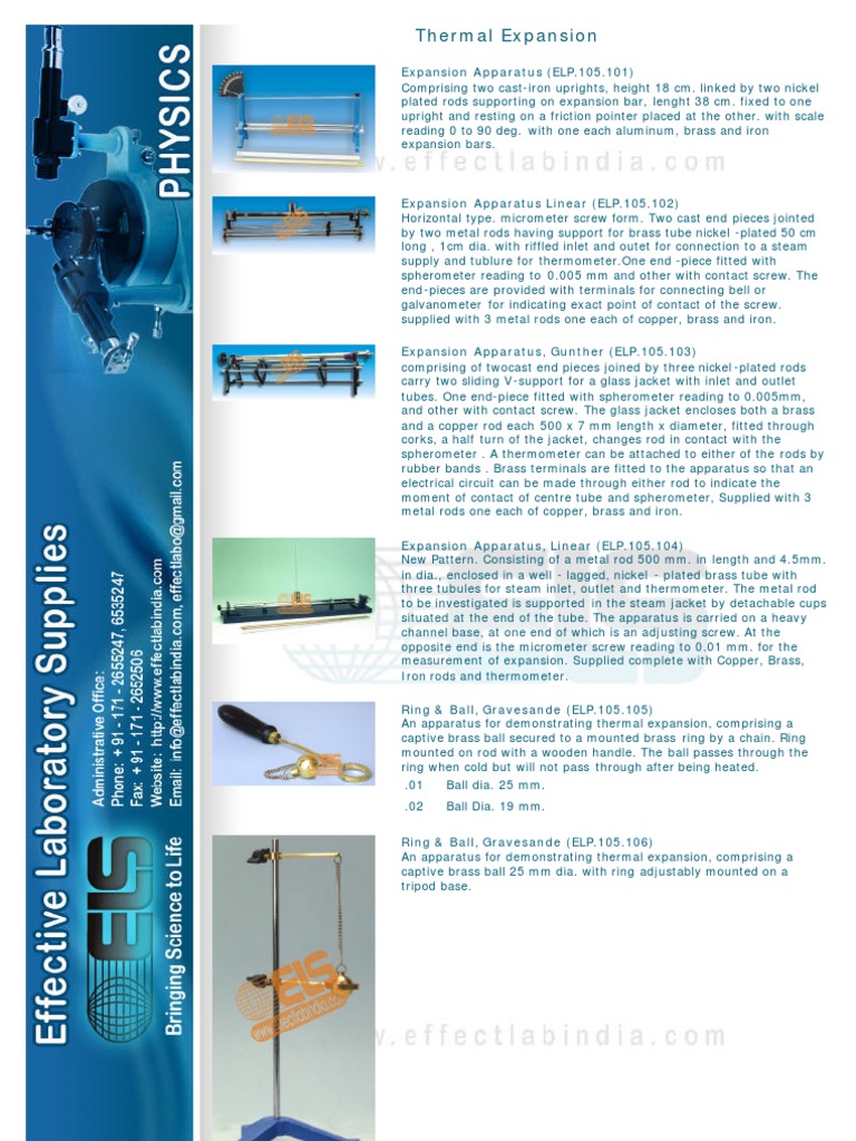Thermal Expansion Apparatus Overview | PDF | Thermal Expansion | Metals