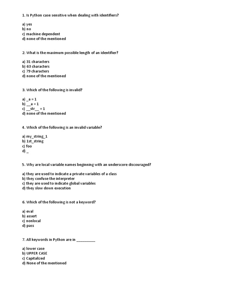 Python Test 2 Objective Pdf Data Type Integer Computer Science 5519