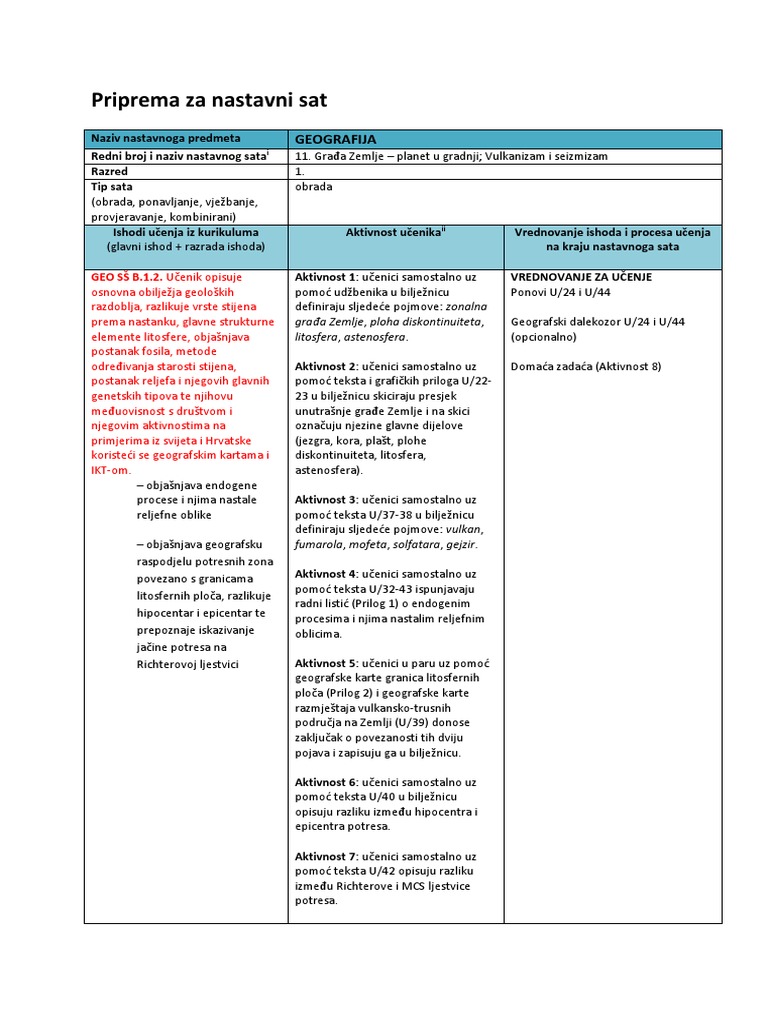 Građa Zemlje - Planet U Gradnji Vulkanizam I Seizmizam - Obrada | PDF