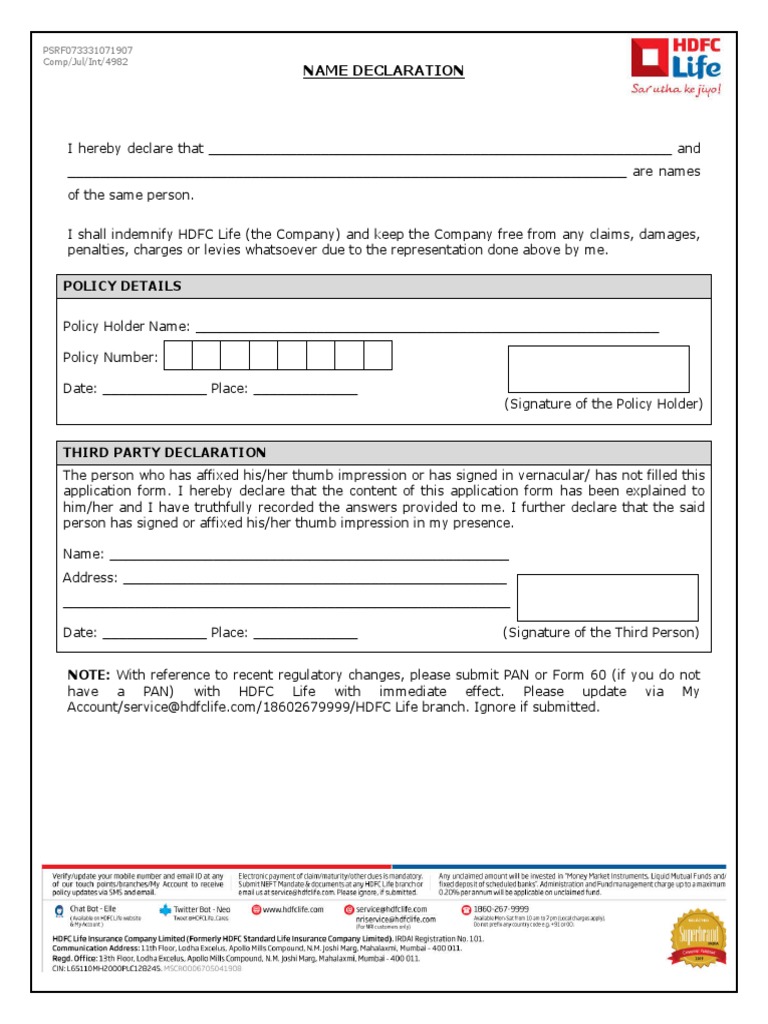 Name Declaration Format. | PDF