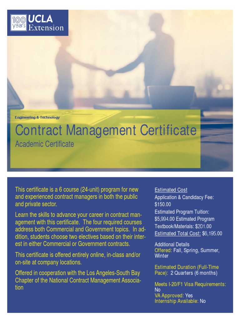 Contract Management Certificate | PDF | Contractual Term | Procurement