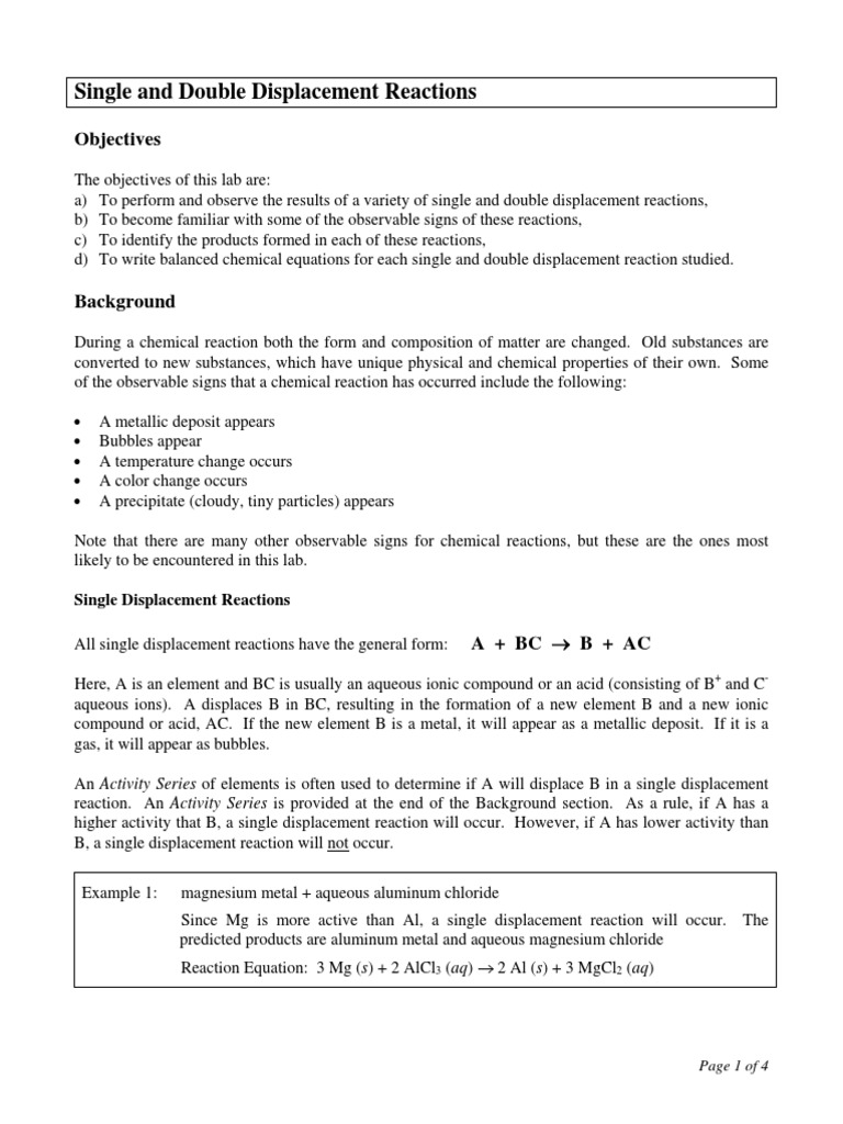 Double Displacement Reactions Lab Guide | PDF | Chemical Reactions | Acid