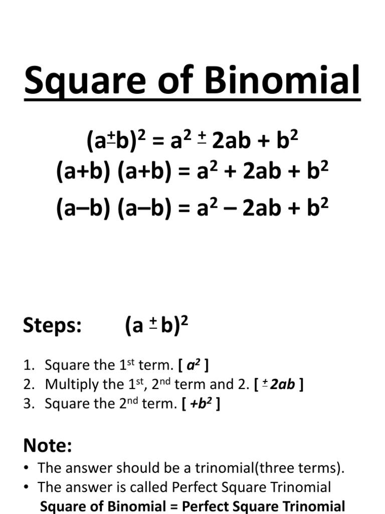 Square Of Binomial Product Of Sum And Diff Square Of Multinomial