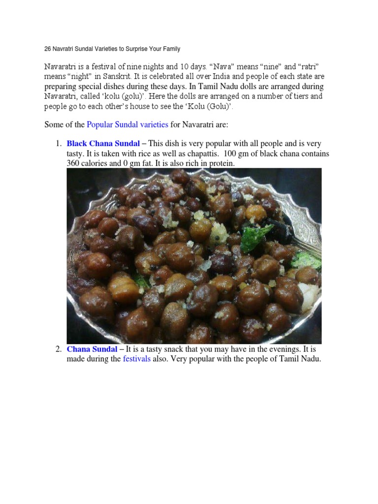 26 Sundal Varieties for Navratri | PDF | Chickpea | Nutrition