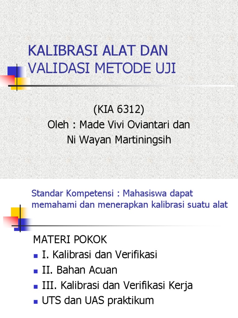 Kalibrasi Alat dan Verifikasi Metode | PDF
