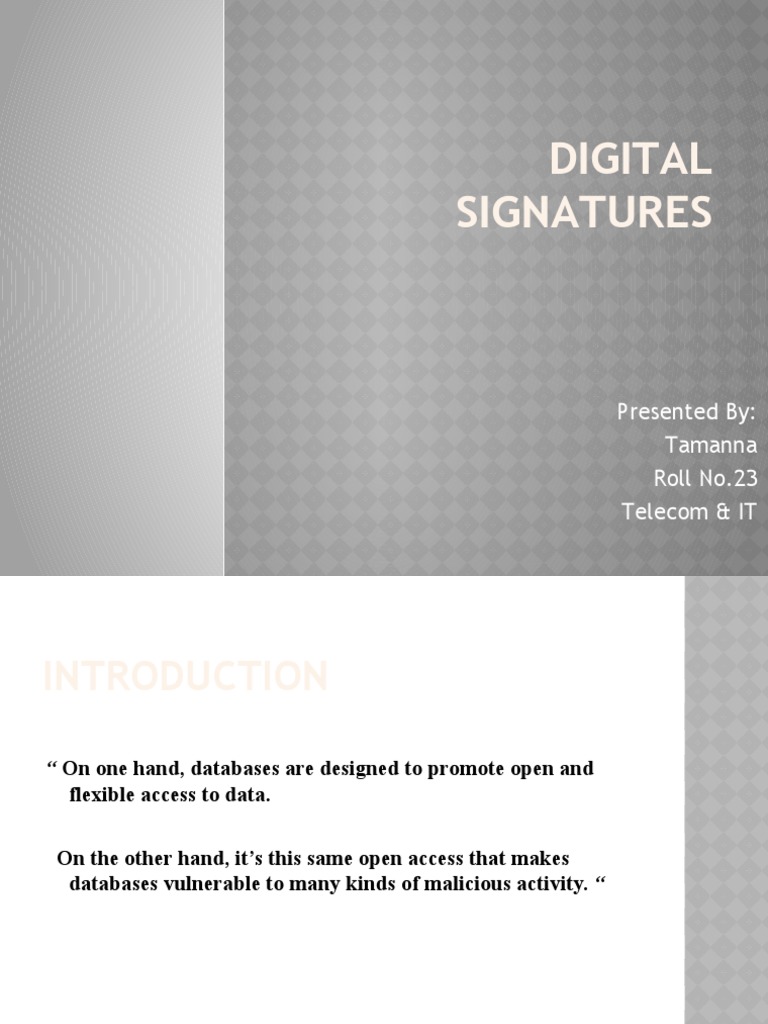 Introduction To Digital Signatures | Download Free PDF | Public Key Cryptography | Authentication