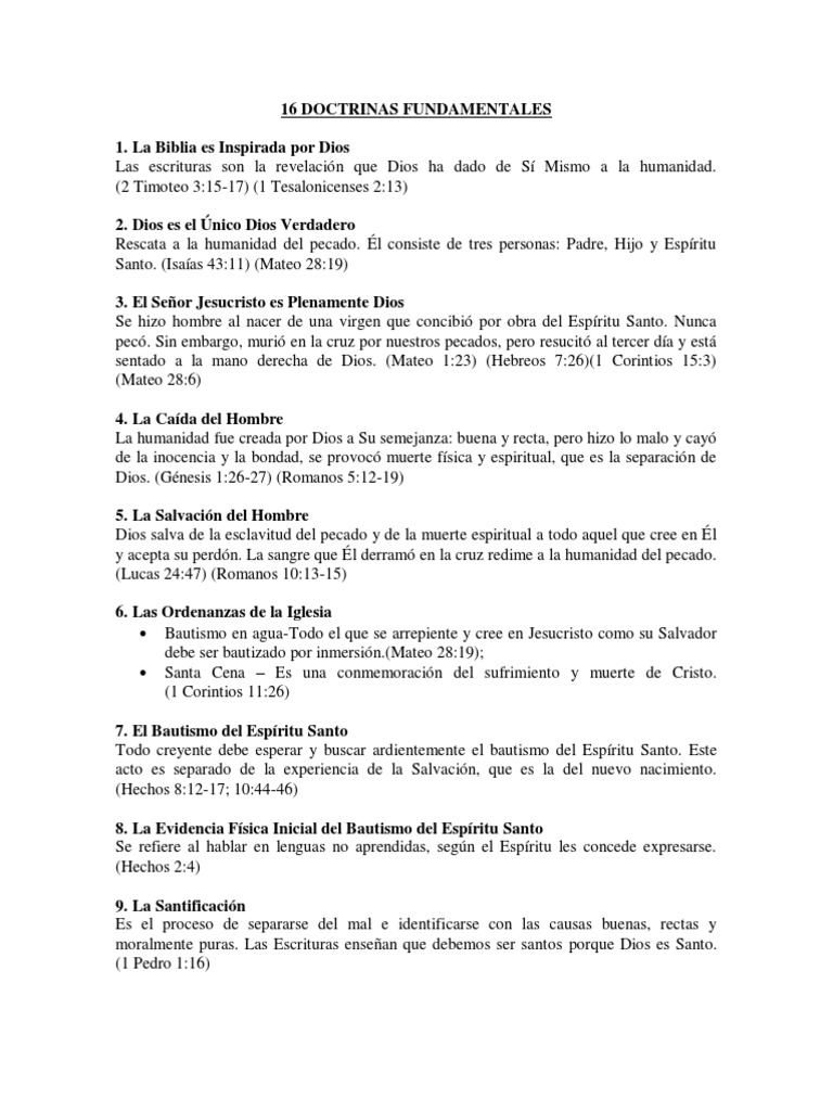 16 Doctrinas Fundamentales | PDF | Cristo (título) | Salvación