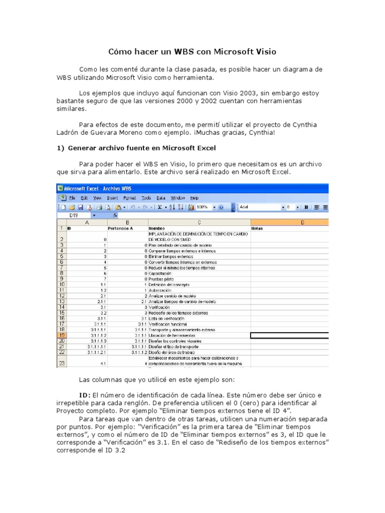 Cómo crear un WBS en Visio | PDF | Microsoft | Microsoft Excel