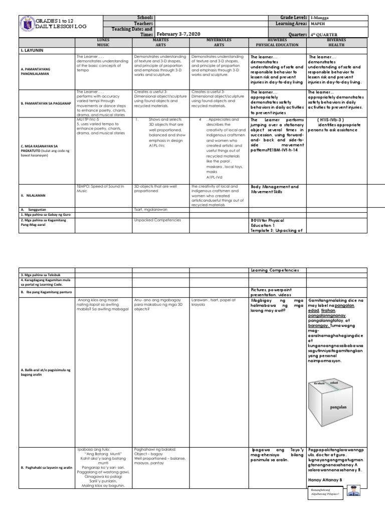 WEEK-3-4TH-GRADING-MAPEH (Recovered) FINAL | PDF | Learning | Behavior Modification