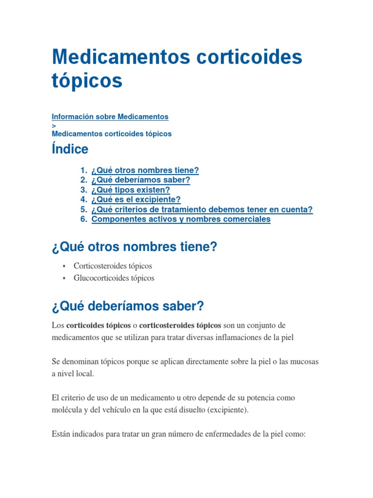Medicamentos corticoides tópicos | PDF | Corticosteroides ...