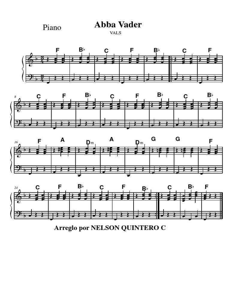 Abba Vader Piano PDF | PDF