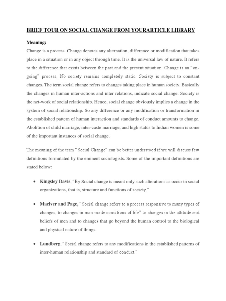 Social Change | PDF | Society | Economic Growth
