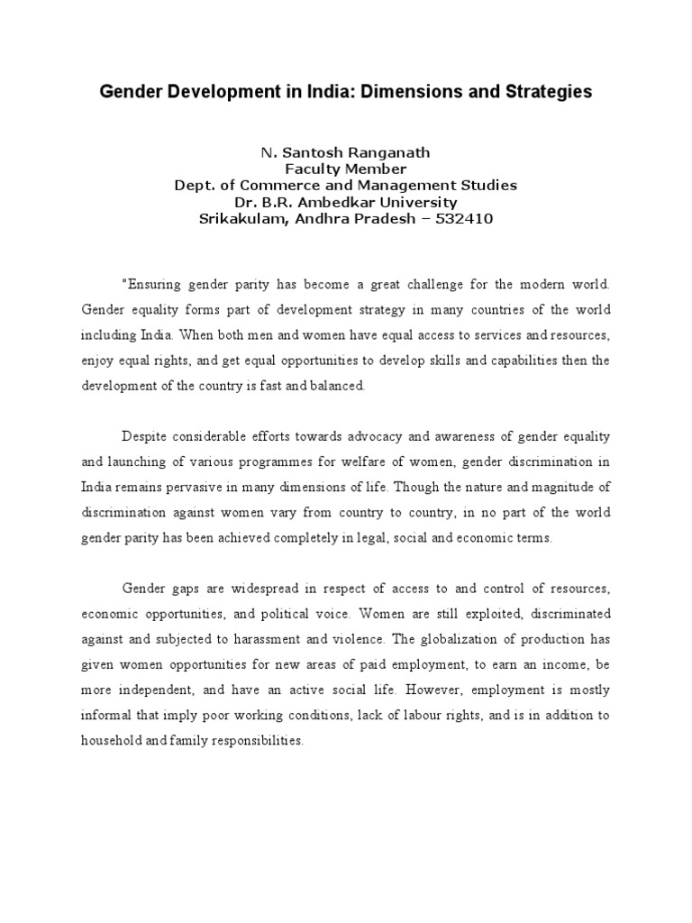 Gender Development in India Dimensions and Strategies | PDF | Dependent ...