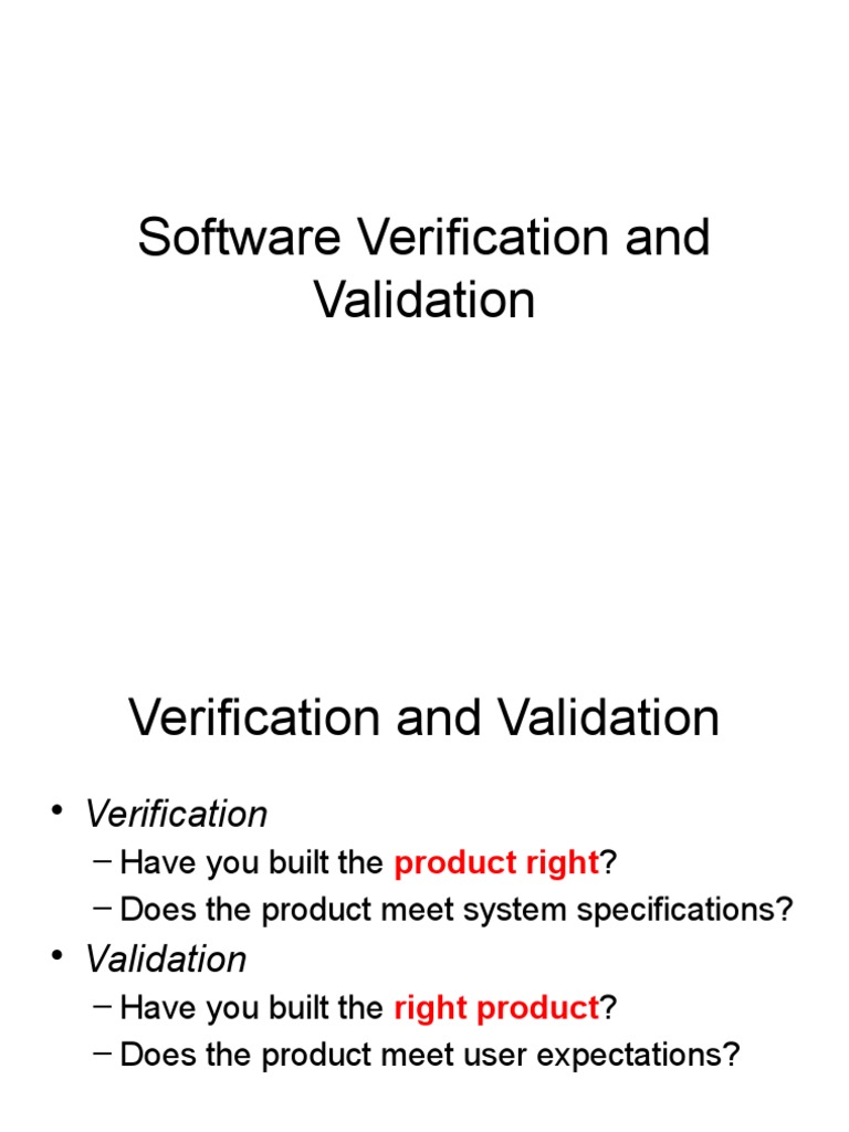 Software Verification And Validation Overview Pdf Software Testing