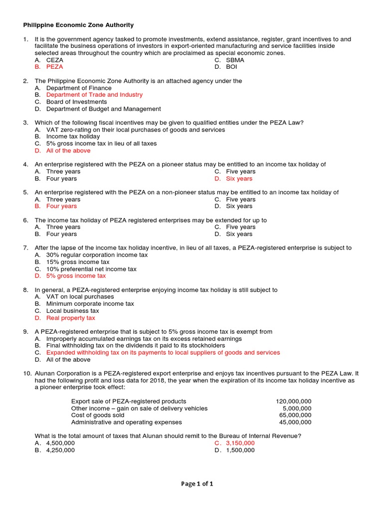 Sample Q&A On PEZA | PDF | Taxes | Income Tax
