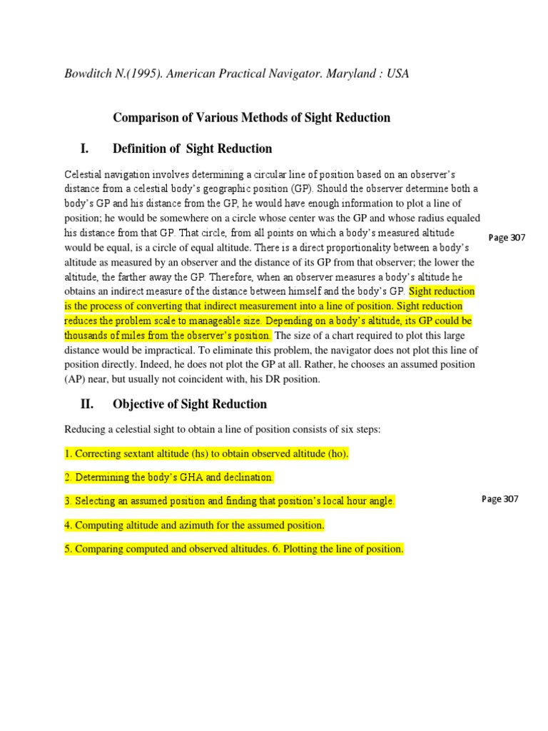 Research MOR Sight Reduction | PDF | Navigation | Earth Sciences
