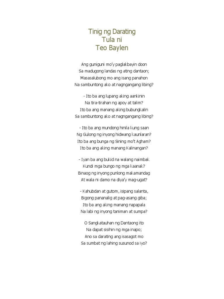Tinig NG Darating | PDF