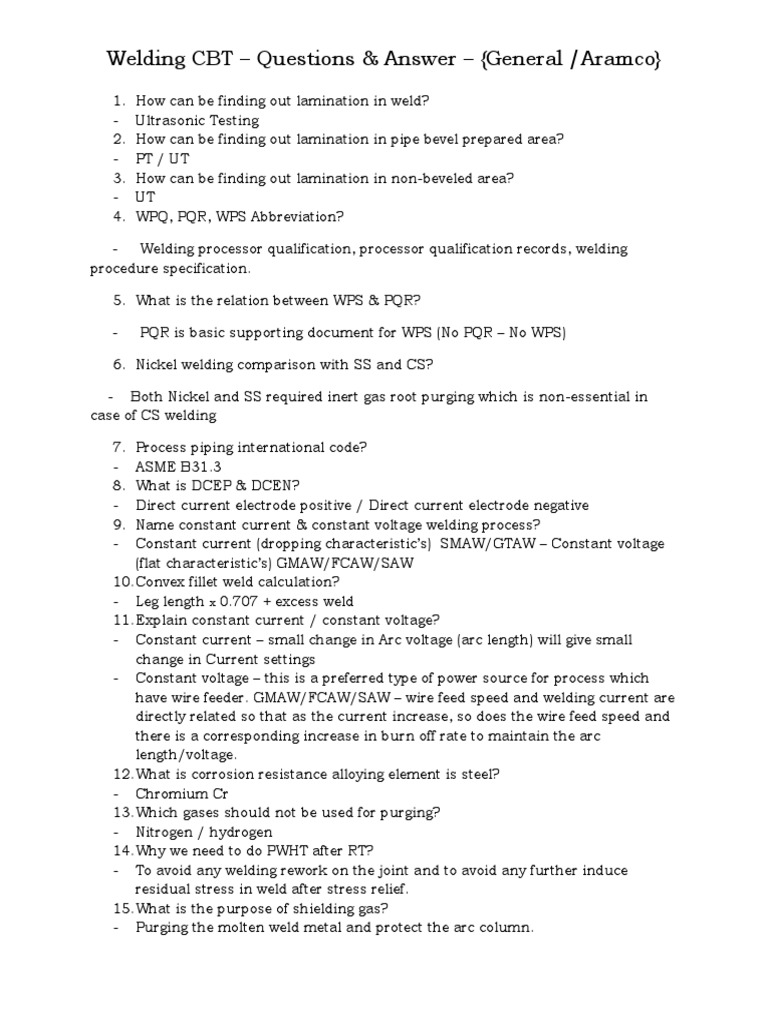 CBT - Welding Question | PDF | Welding | Construction