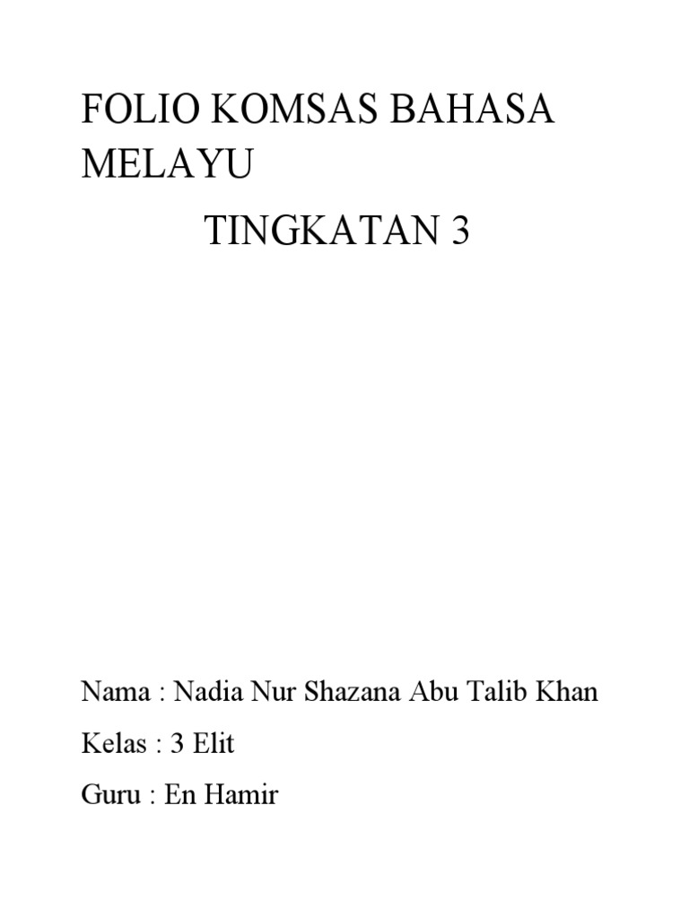 Folio Komsas Bahasa Melayu | PDF