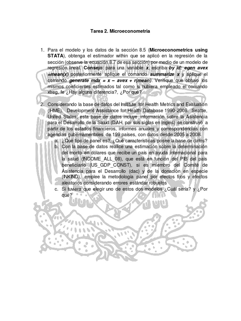 Ejercicio 2 Microeconometrics Using Stata | PDF | Informática