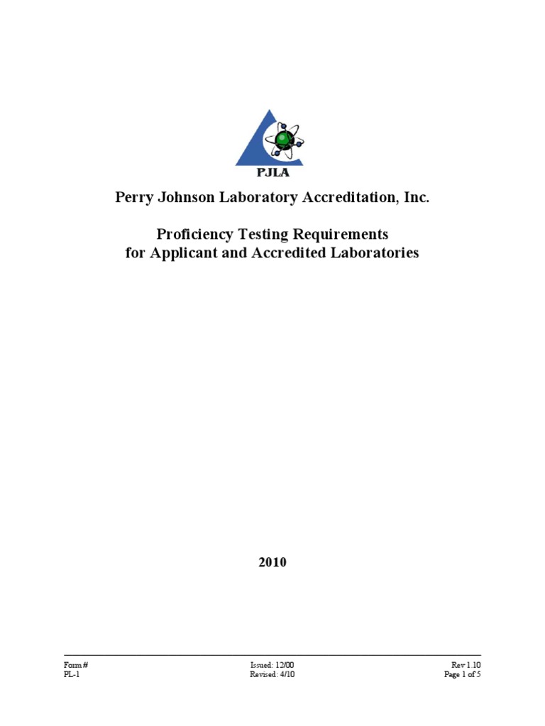 Proficiency Testing Requirements | PDF | Calibration | Laboratories