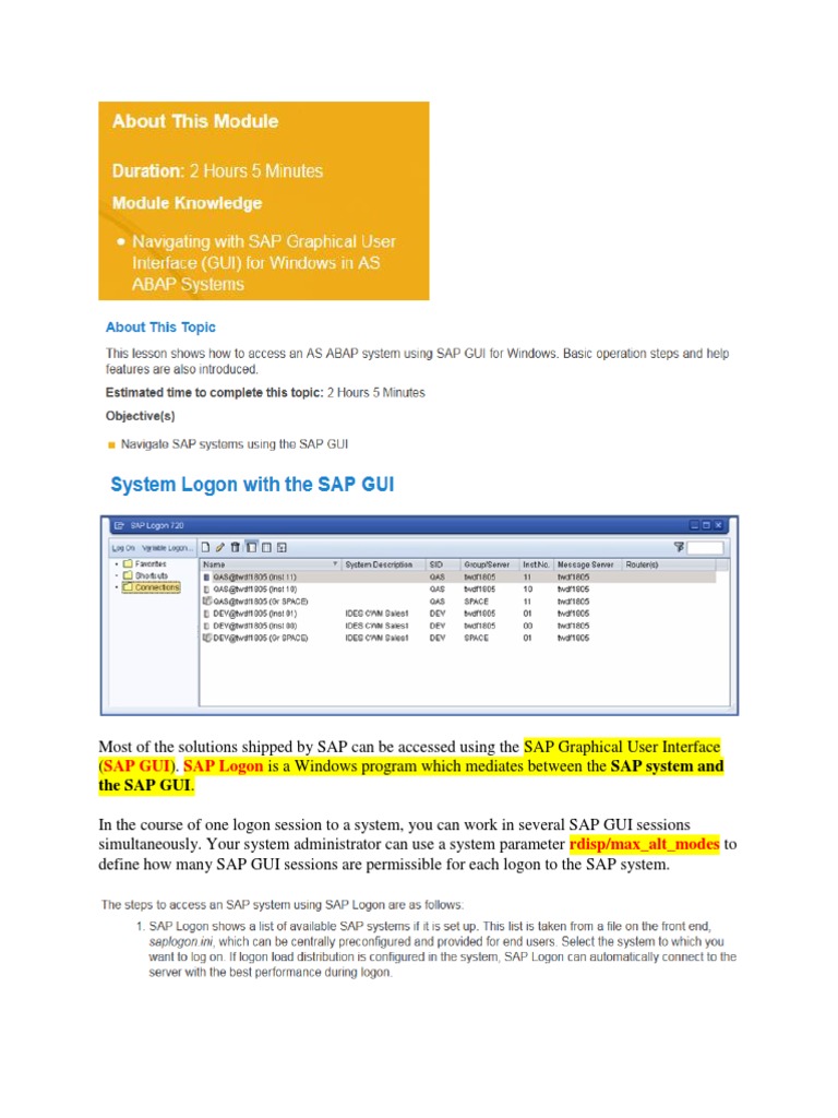Navigating With SAP GUI | PDF | Menu (Computing) | Login