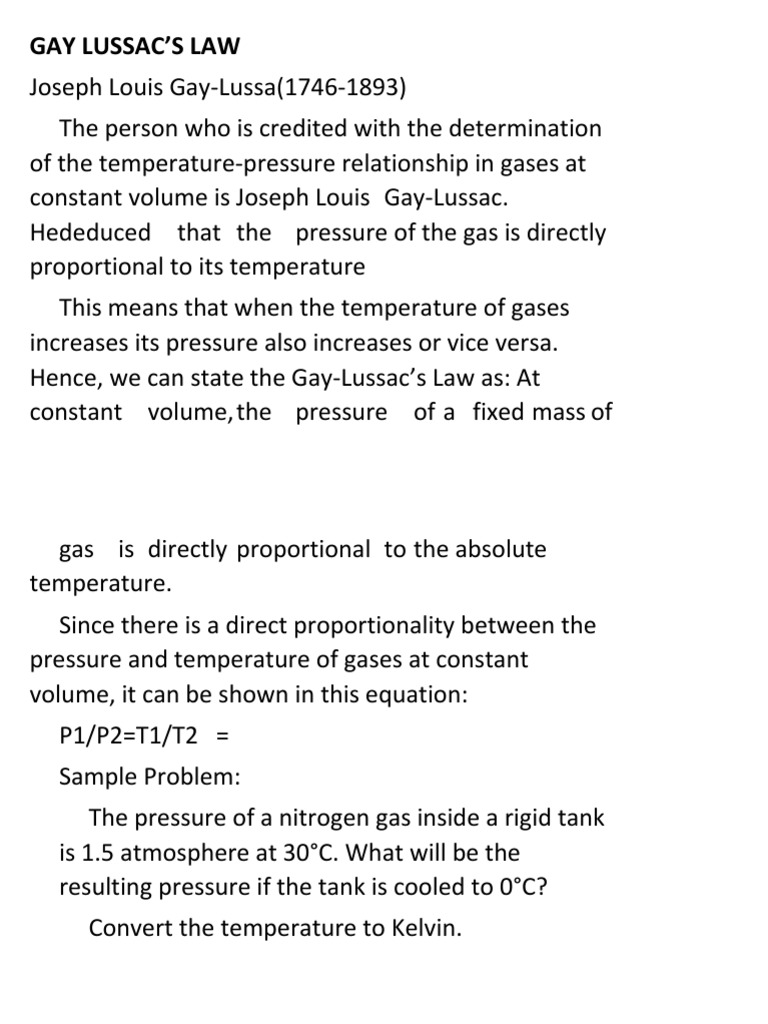 Activity Sheet Grade 10 Gas Law | PDF