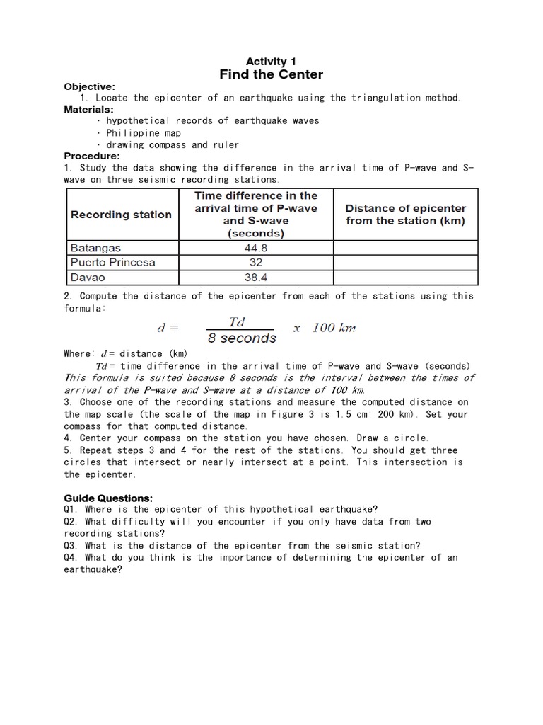 Activity 1 FIND THE CENTER | PDF