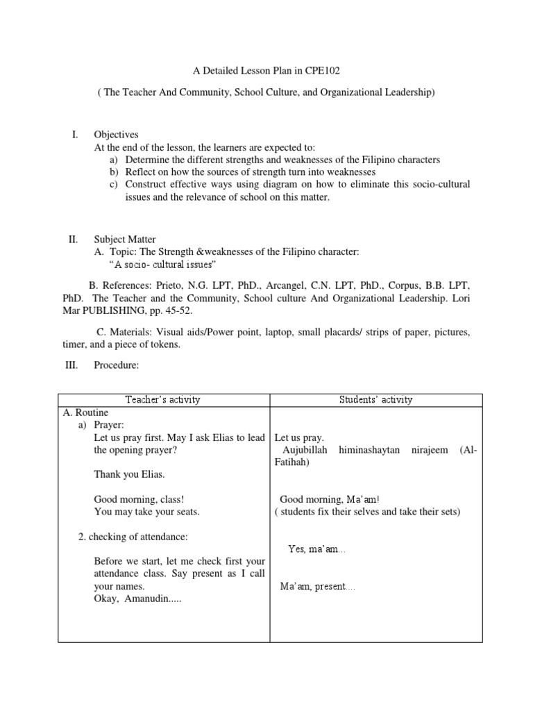 A Detailed Lesson Plan in CPE102 | PDF | Value (Ethics) | Curriculum
