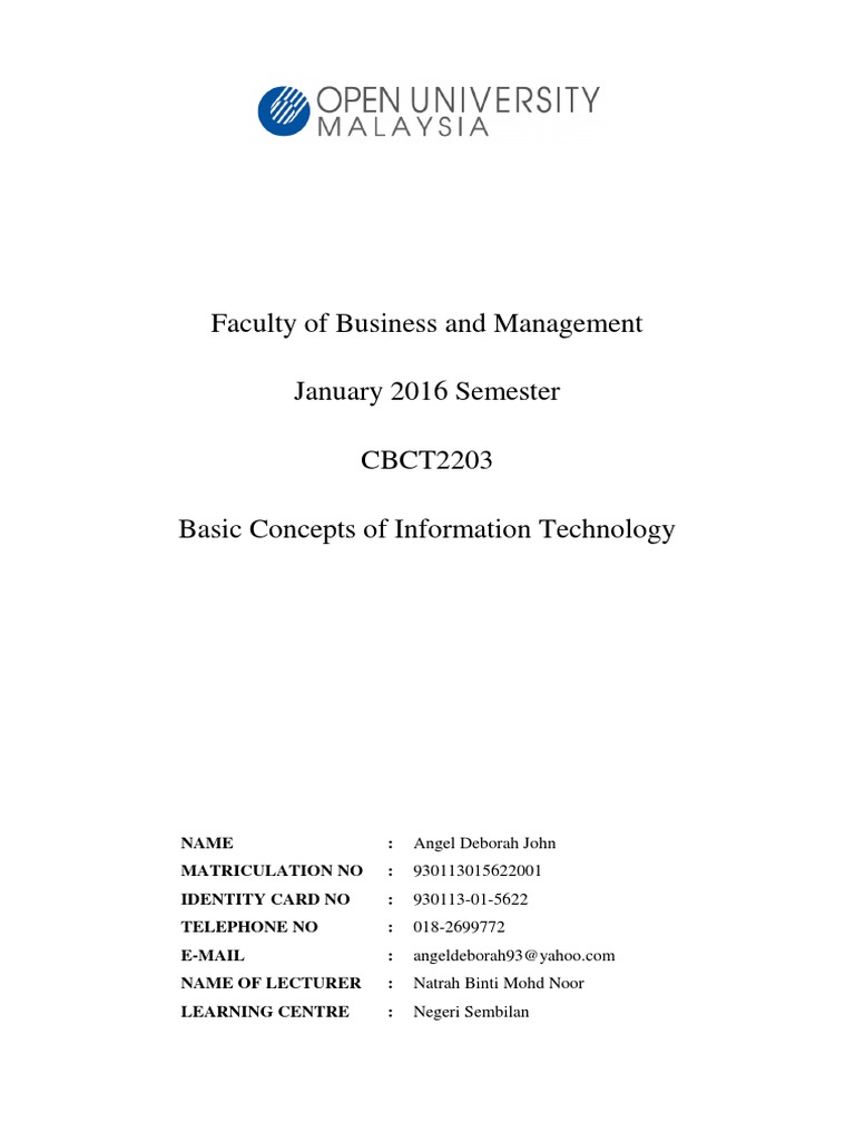 CBCT2203 Basic Concepts of Information Technology | PDF | Cloud ...