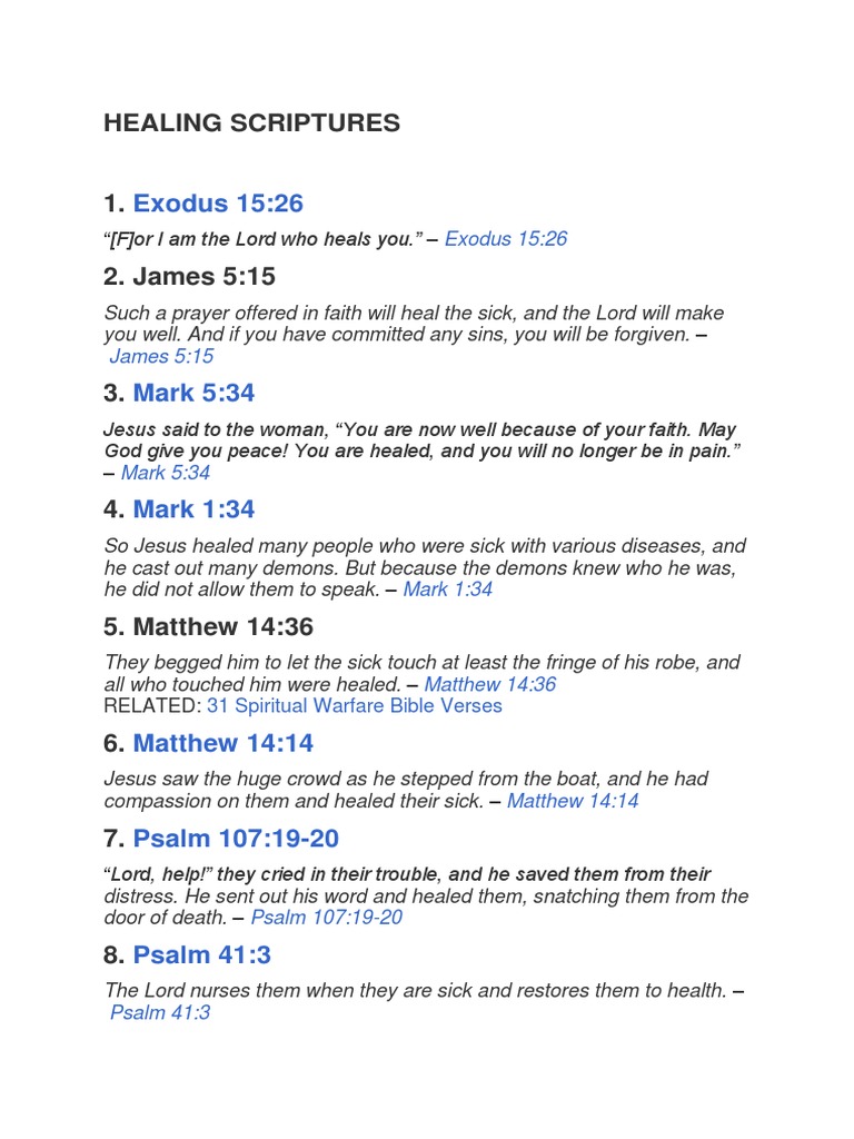 Healing Scriptures | PDF | Faith Healing | Grace In Christianity