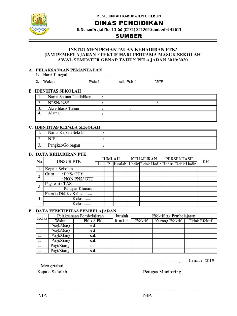 Instrumen Sidak (Pemantauan) | PDF