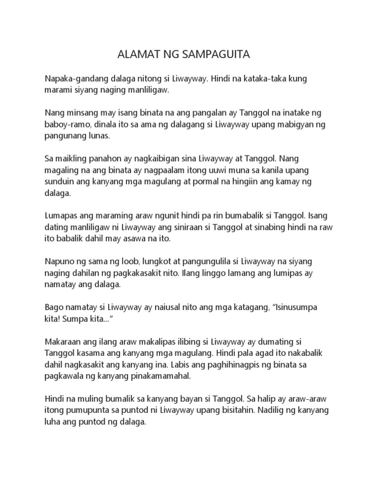 Alamat NG Sampaguita | PDF