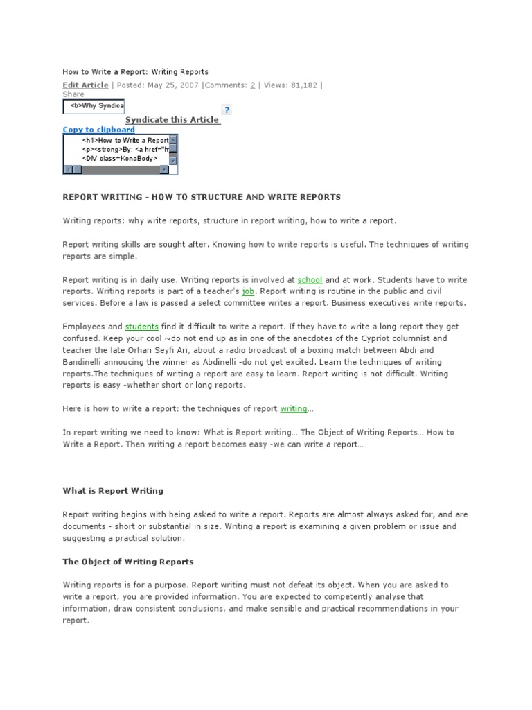 How To Write A Report | PDF | Information | Information Science