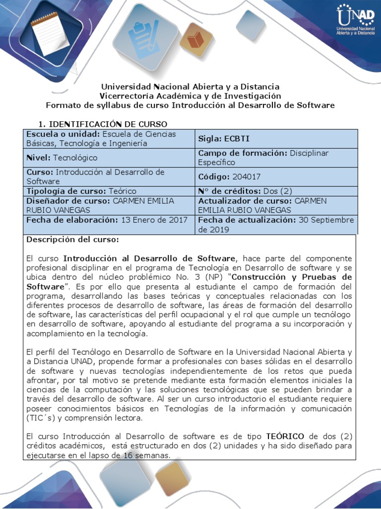 Syllabus Del Curso Introduccion Al Desarrollo de Software | PDF ...