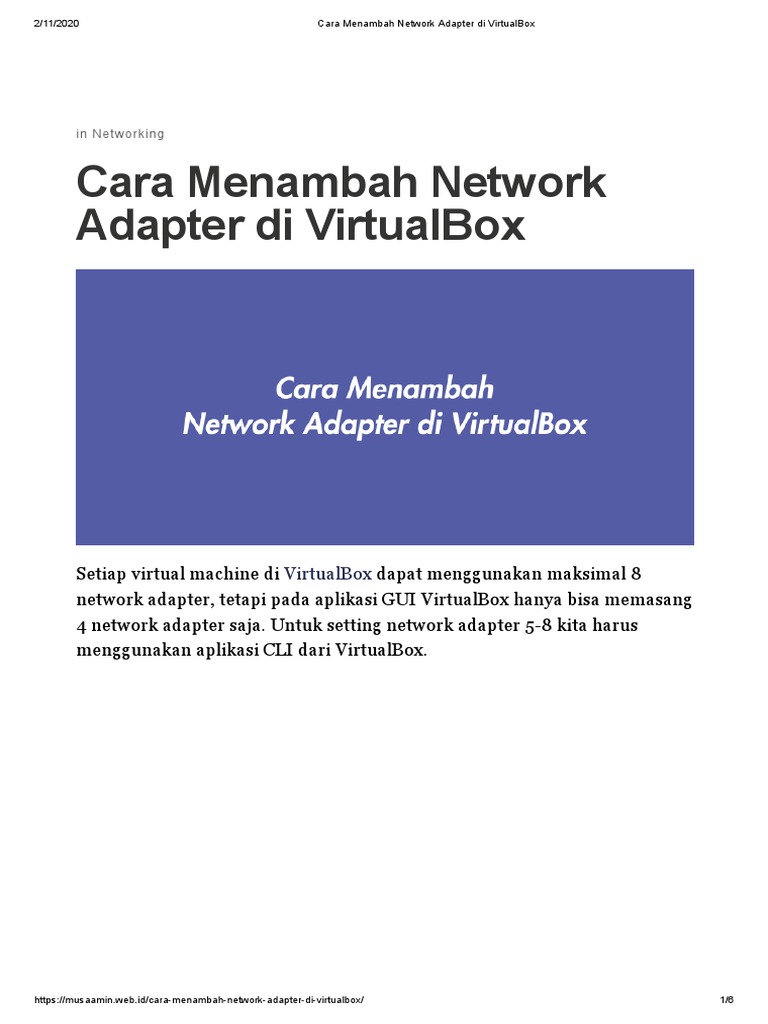 Tambah Network Adapter Di Virtualbox Pdf