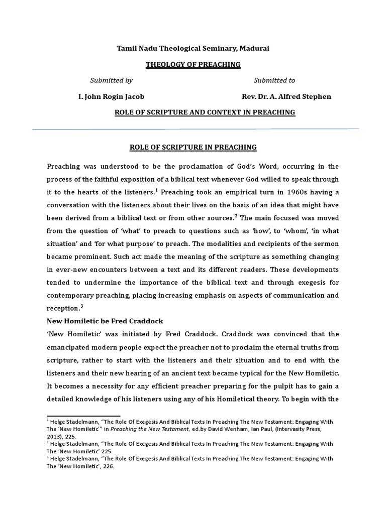 Role of Scripture in Preaching | PDF | Sermon | Homiletics